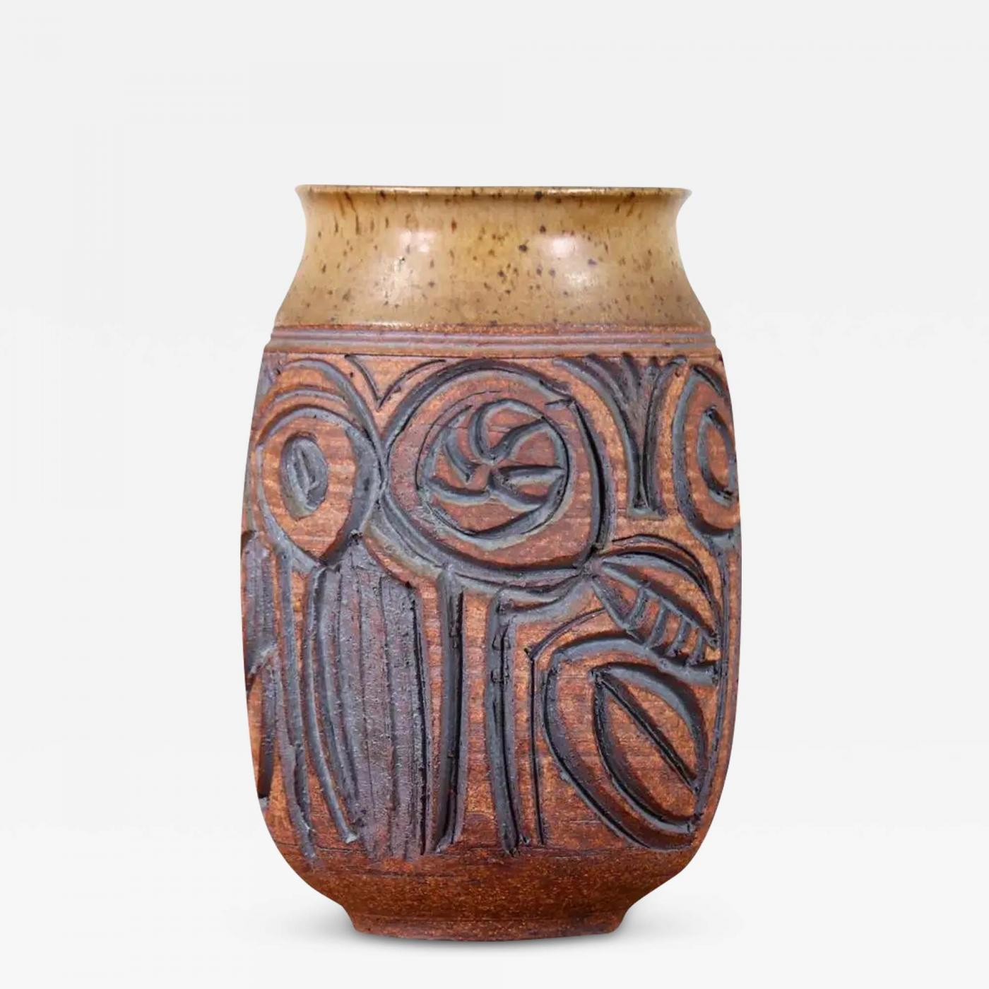 California Modern Studio Pottery Ceramic Stoneware Vase by Bruce Tomkinson