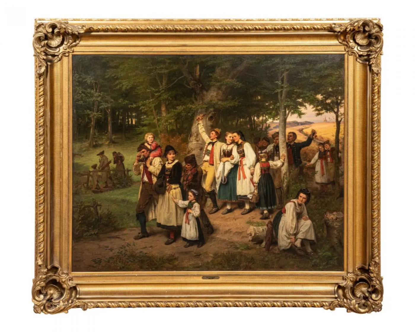Carl Lasch - "The Walk Back Home" A Monumental "Exhibition" Painting by ...