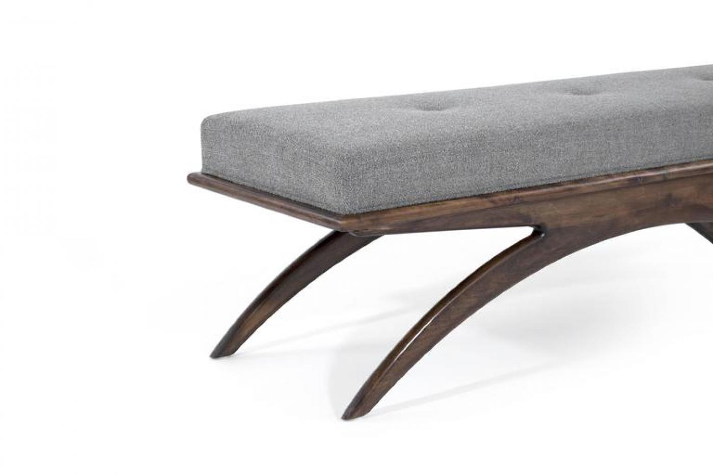Carlos Solano-Granda - Walnut Convex Bench in Grey Boucle