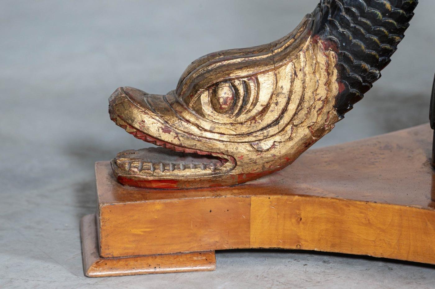 Carved Dolphin Burr Walnut Centre Table