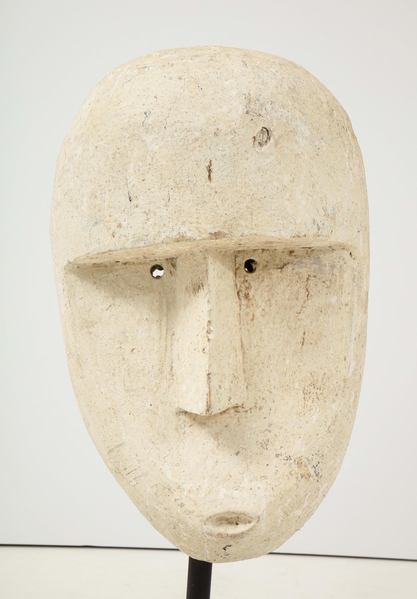 Carved Modernist Plaster Mask Sculptures