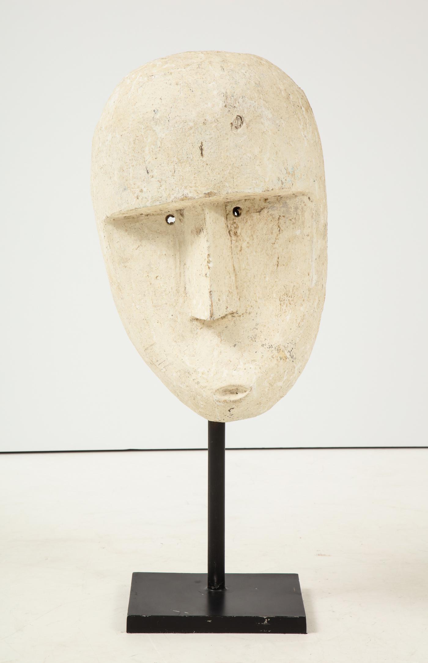 Carved Modernist Plaster Mask Sculptures