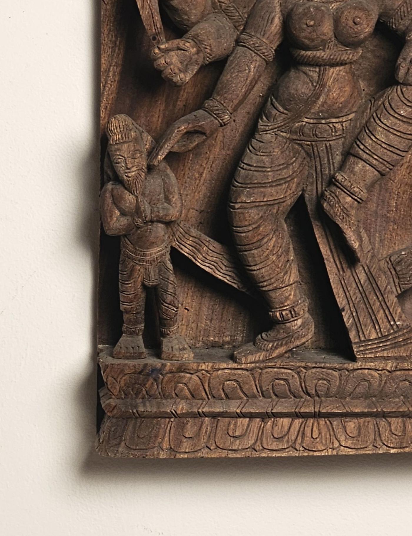 Carved Wood Panel of Maha Devi, India, 19th century