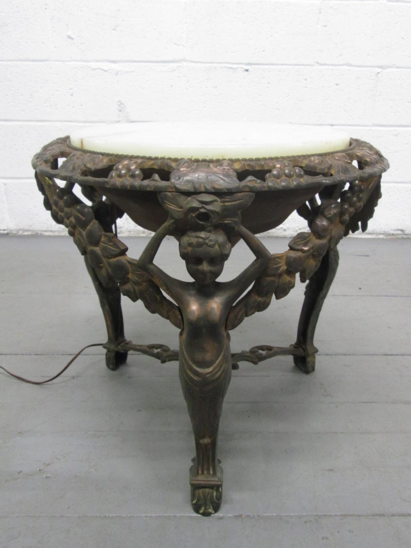 Cast Bronze Coffee Table with an Illuminating Alabaster Top