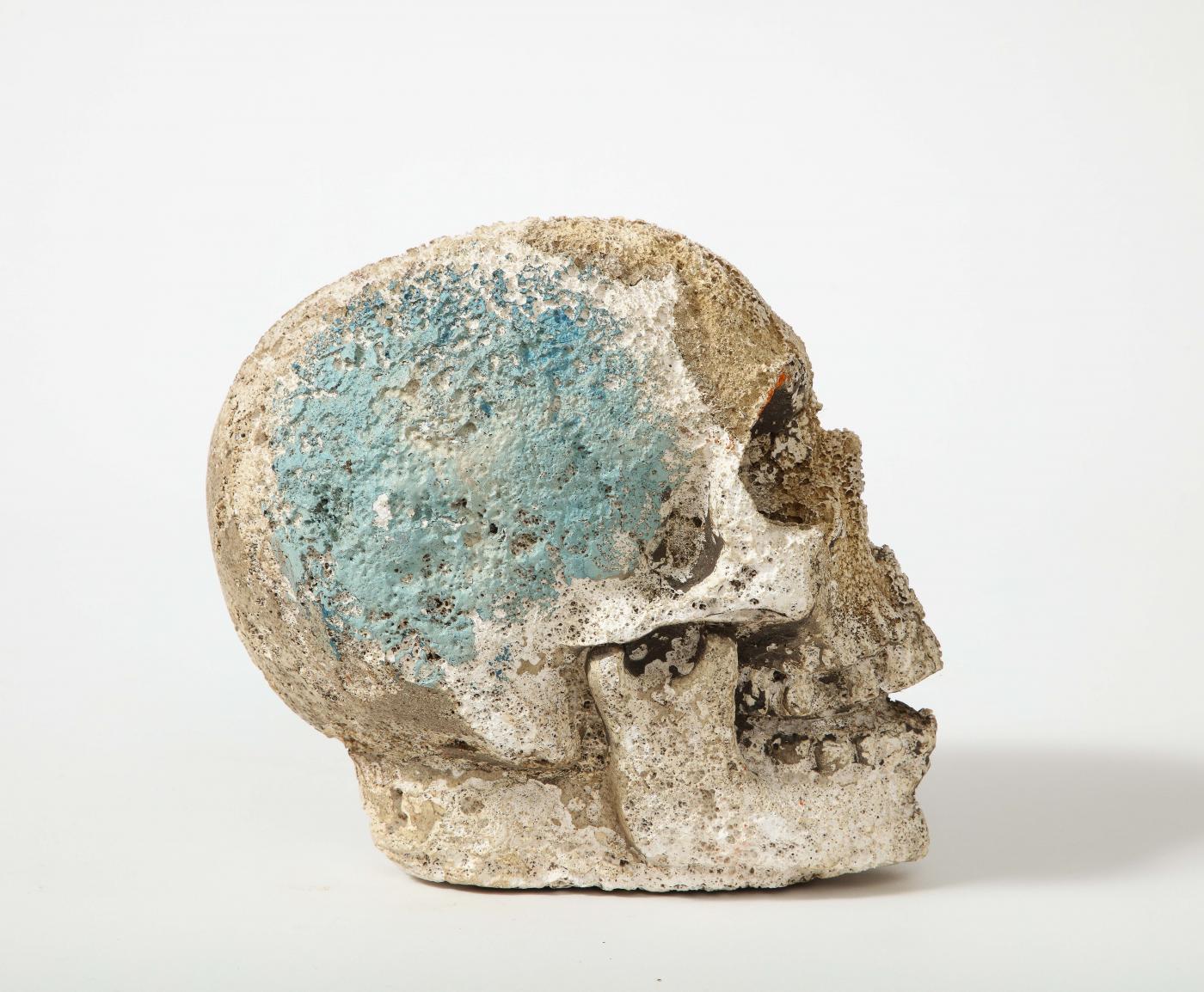 Cast Concrete Sculpture of a Skull