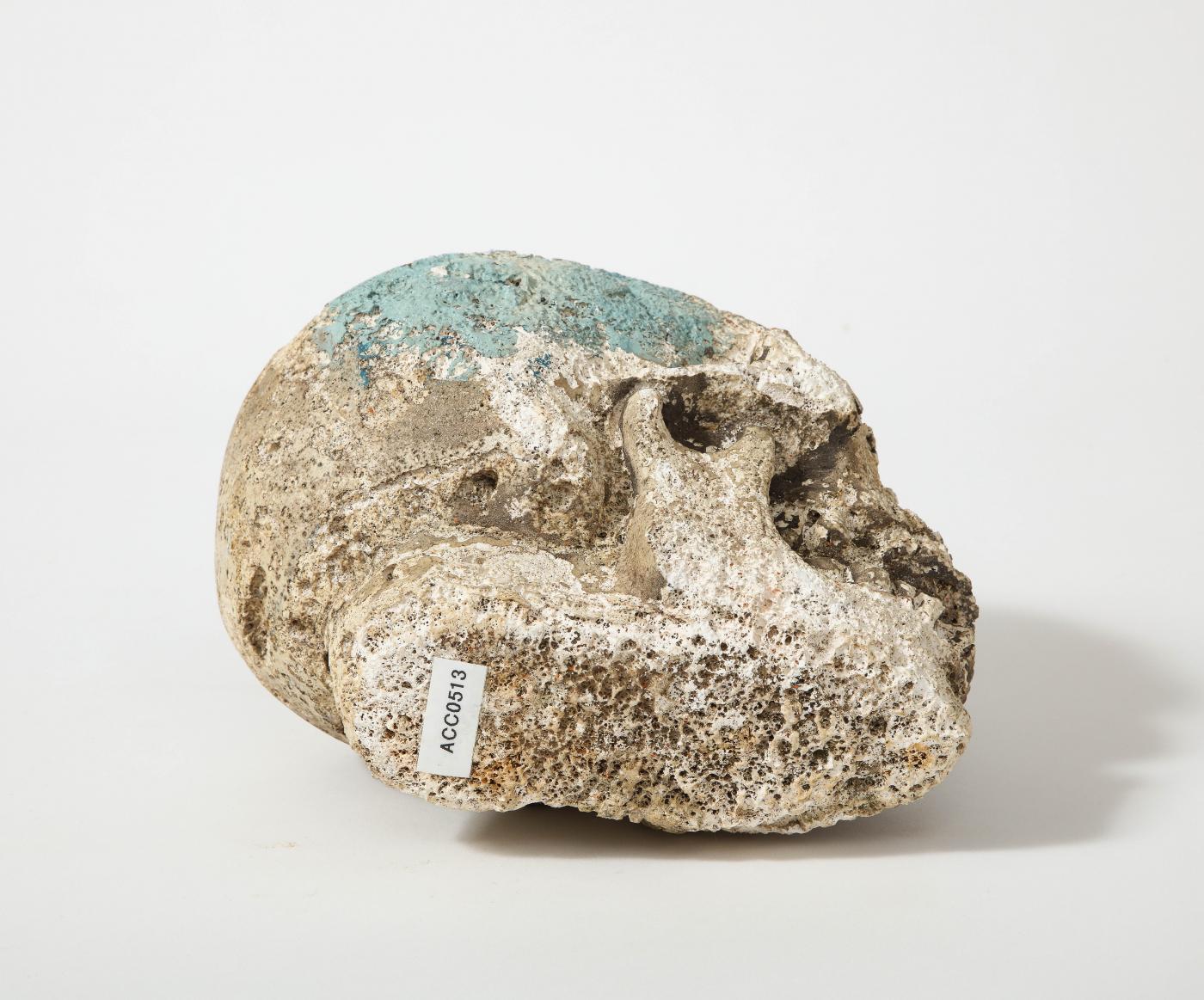 Cast Concrete Sculpture of a Skull