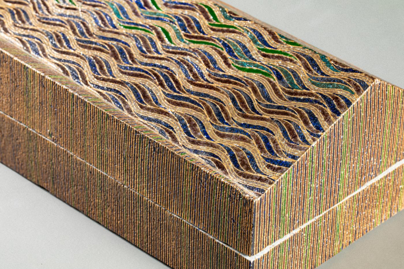 Ceramic Box Decorated in a Textile Design by: Kato Shigemi