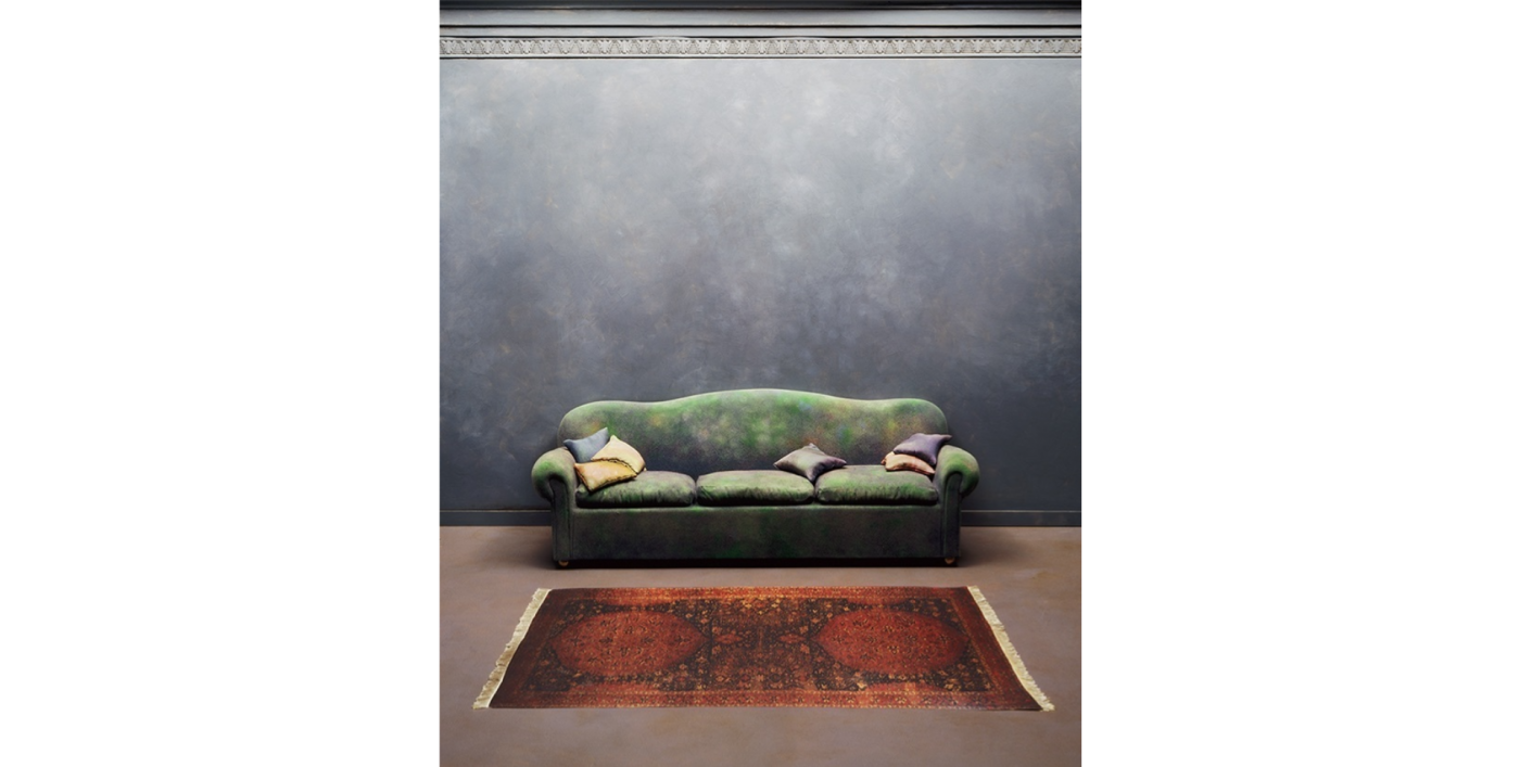 Charles Matton - A Green Sofa in a Blue Living Room, 1987