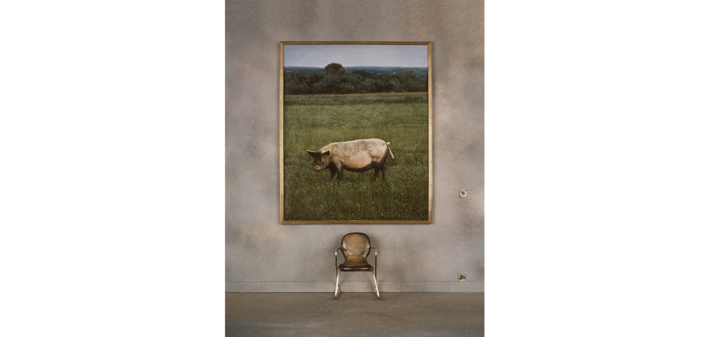 Charles Matton - Museum Exhibit, an armchair and a Portrait of a Pig, 1987