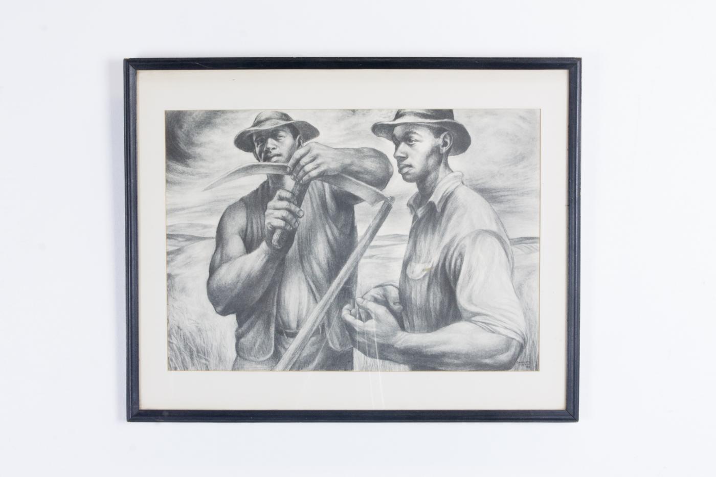 Charles Wilbert White - Charles White Lithograph 'Harvest Talk'