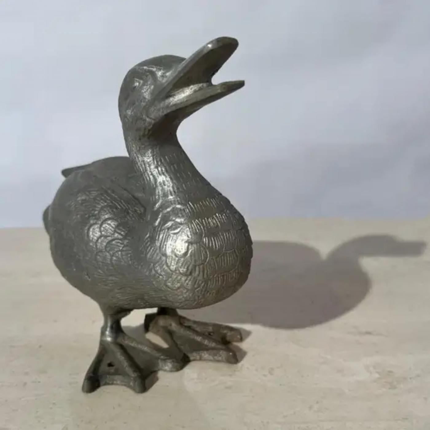 Charming Cast Metal Duckling Garden Sculpture