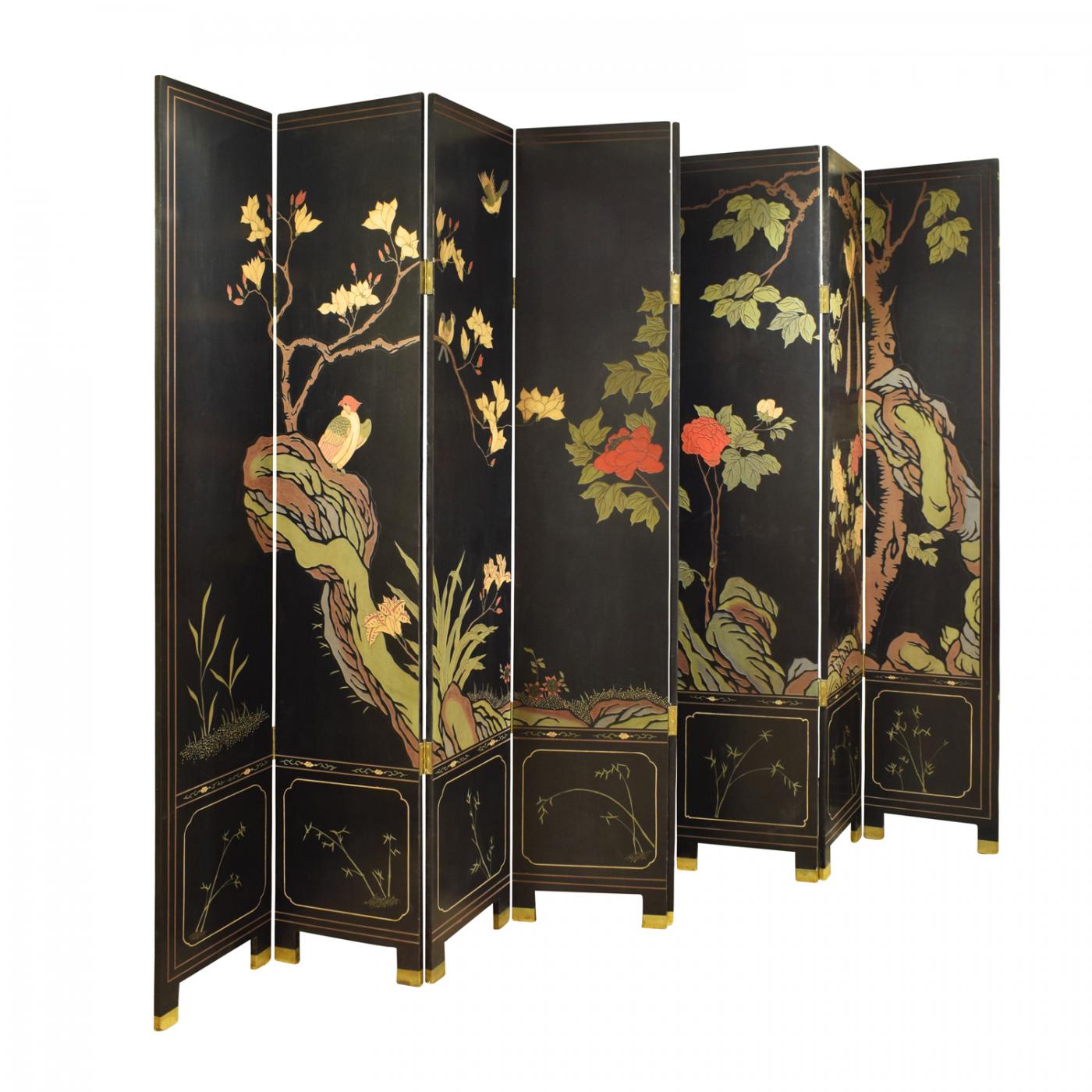 Chinese Coromandel Hand-Carved Screen 19th Century