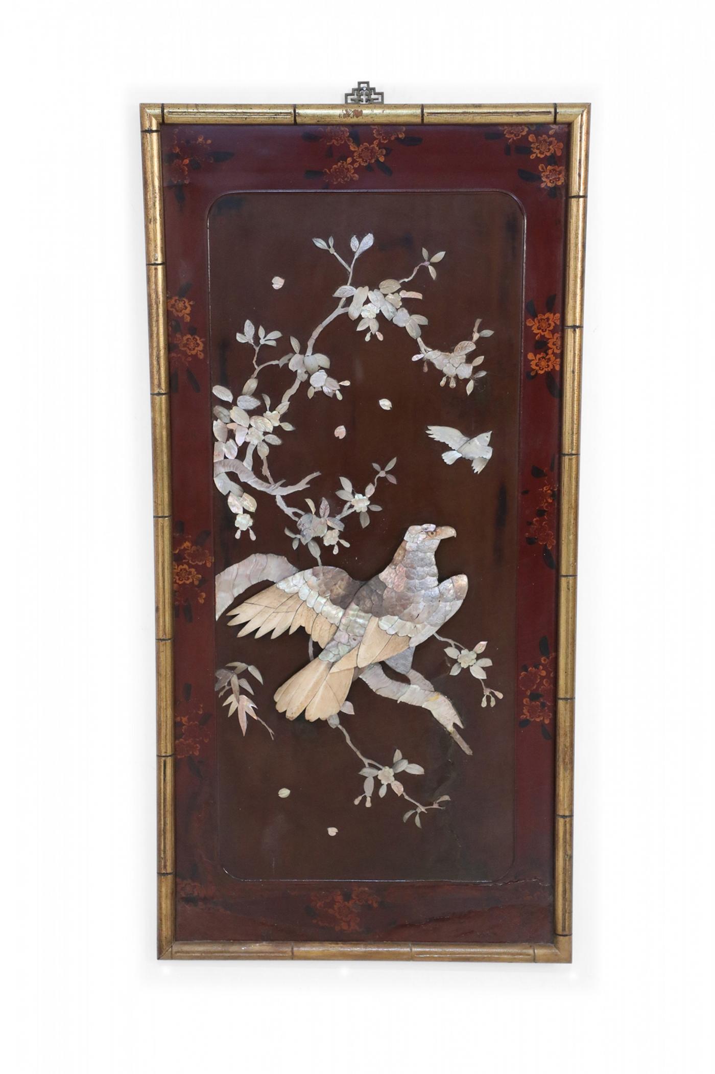 Chinese Panel Art Depicting Birds And Branches In Raised Mother Of ...