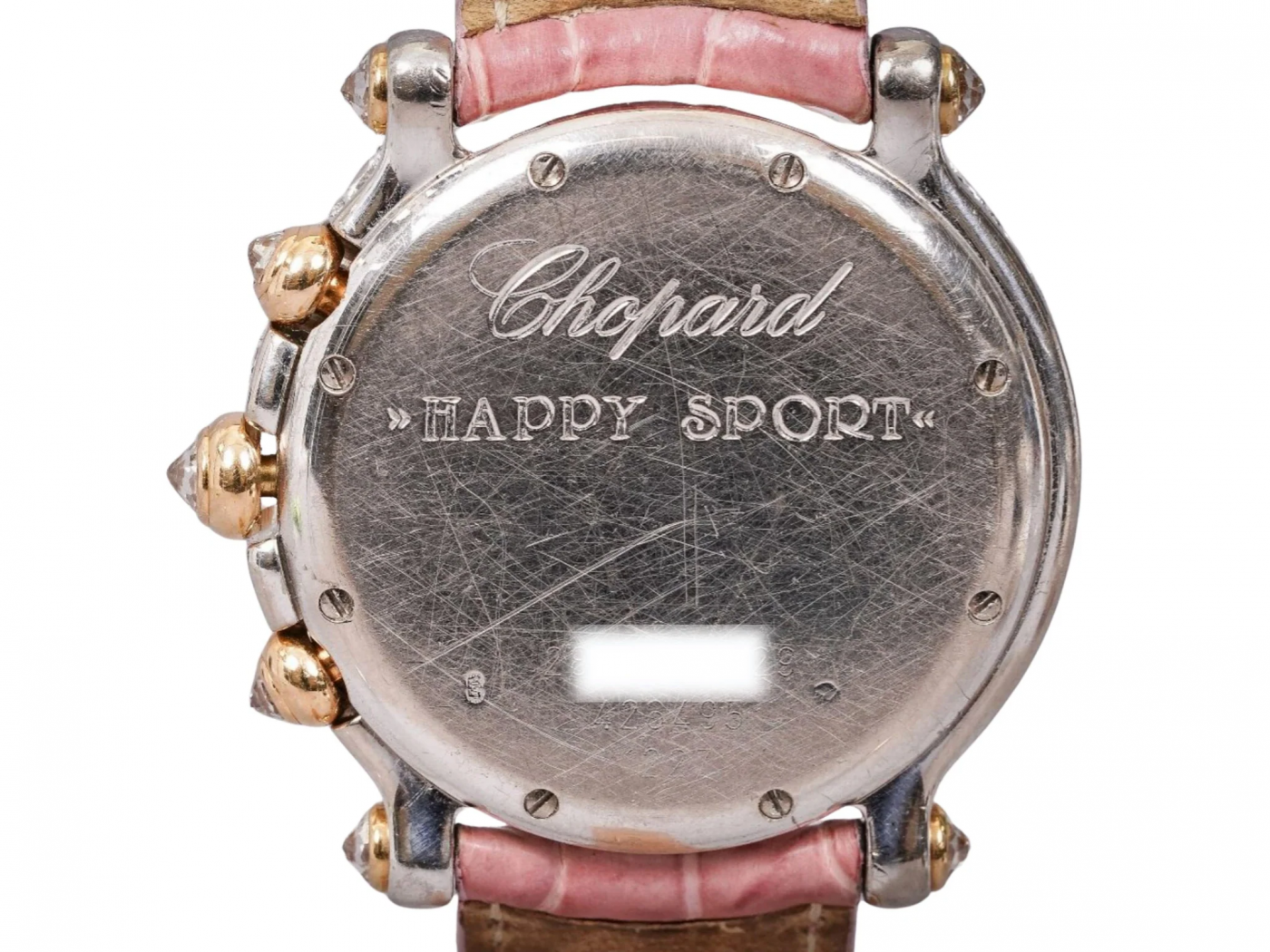 Chopard Happy Sport Pink Diamond 40mm Ladies 18K Gold Watch With Pouch ...