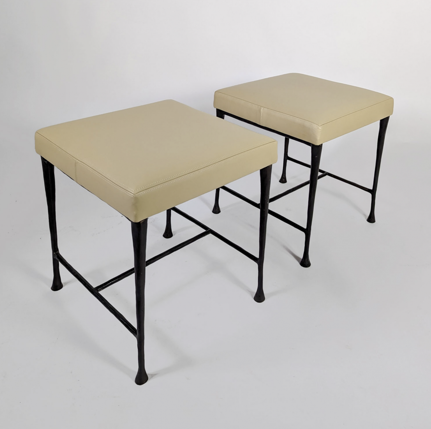 Christian Liaigre - Pair of bronze and leather stools SUD by Christian ...