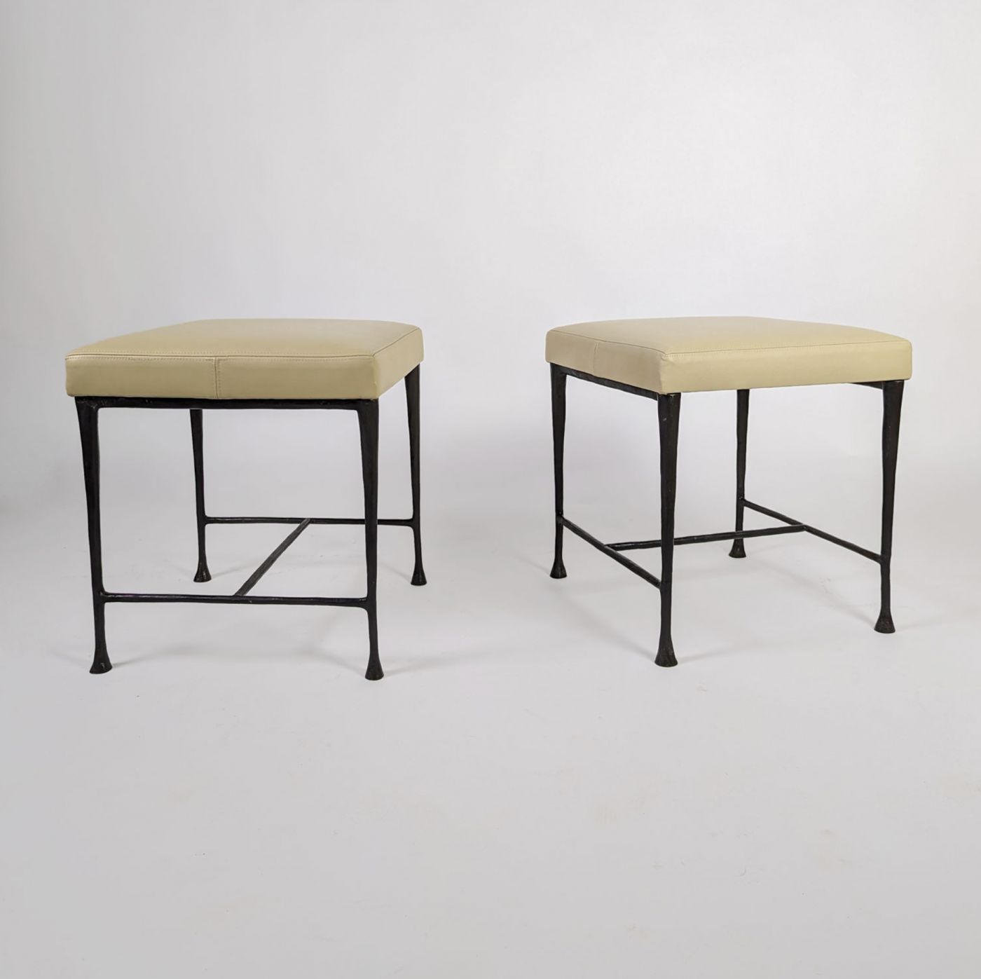 Christian Liaigre - Pair of bronze and leather stools SUD by Christian ...
