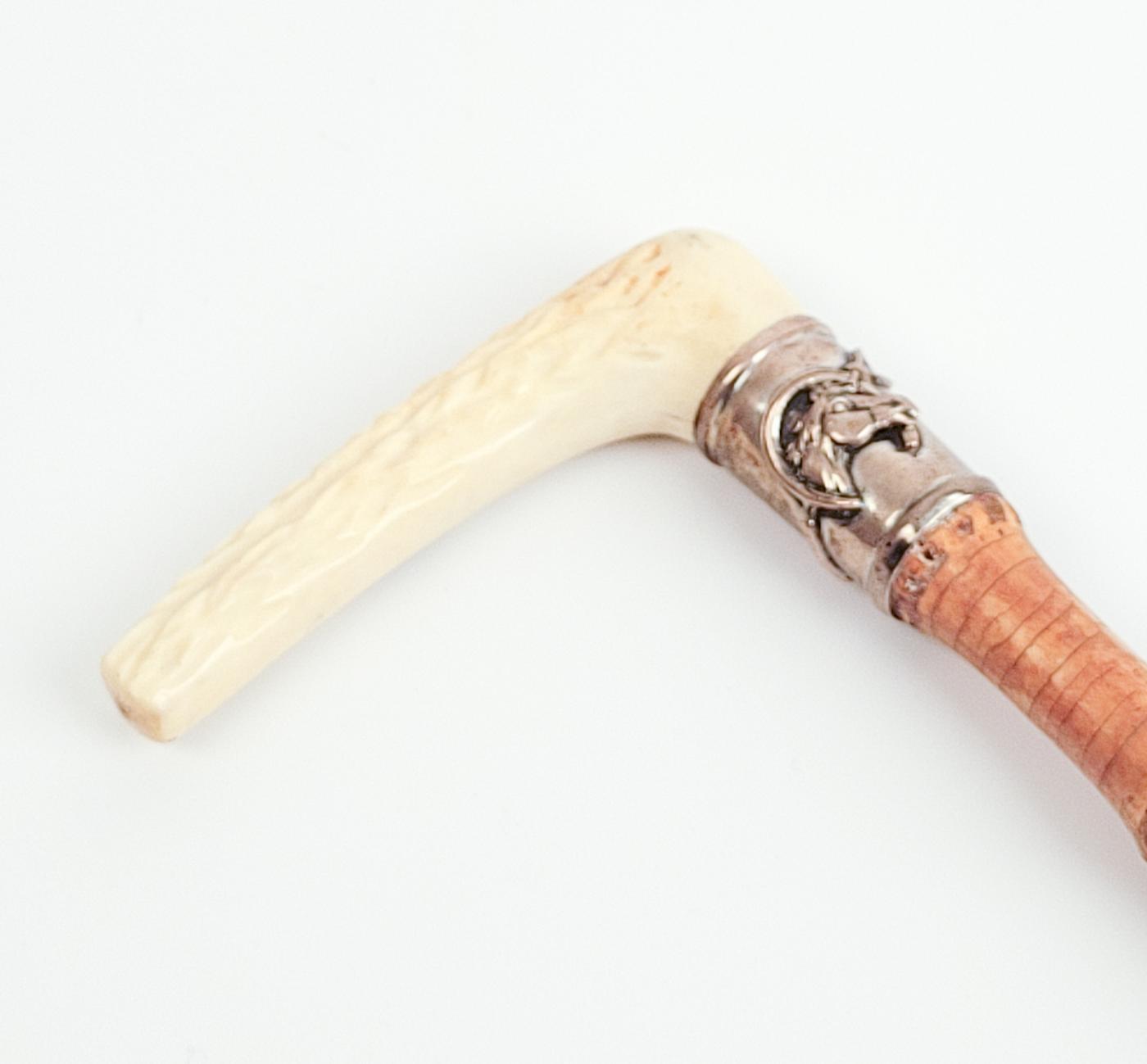 Circa 1900 Bone and Silver Bamboo Riding Crop, England