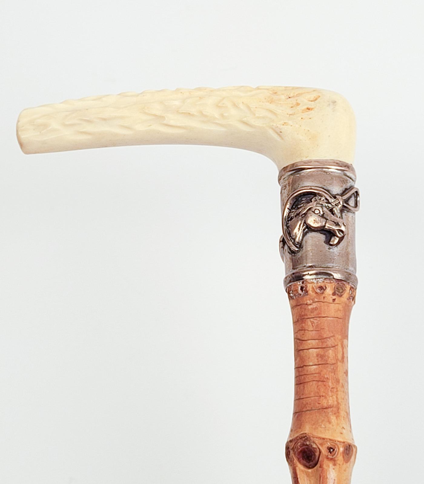 Circa 1900 Bone and Silver Bamboo Riding Crop, England