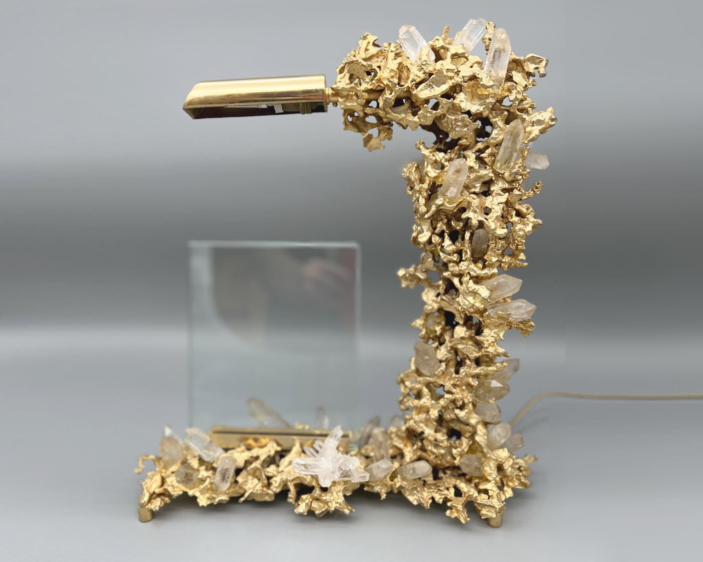 Claude Victor Boeltz - Desk lamp with photo holder in gilded bronze by ...