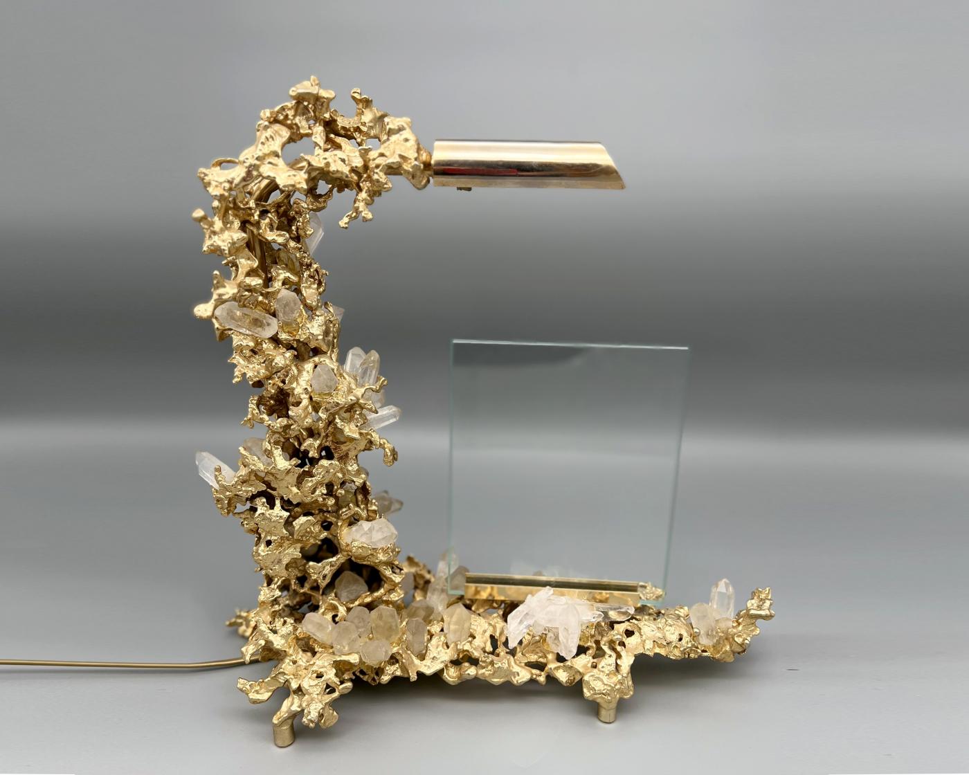 Claude Victor Boeltz - Desk lamp with photo holder in gilded bronze by ...