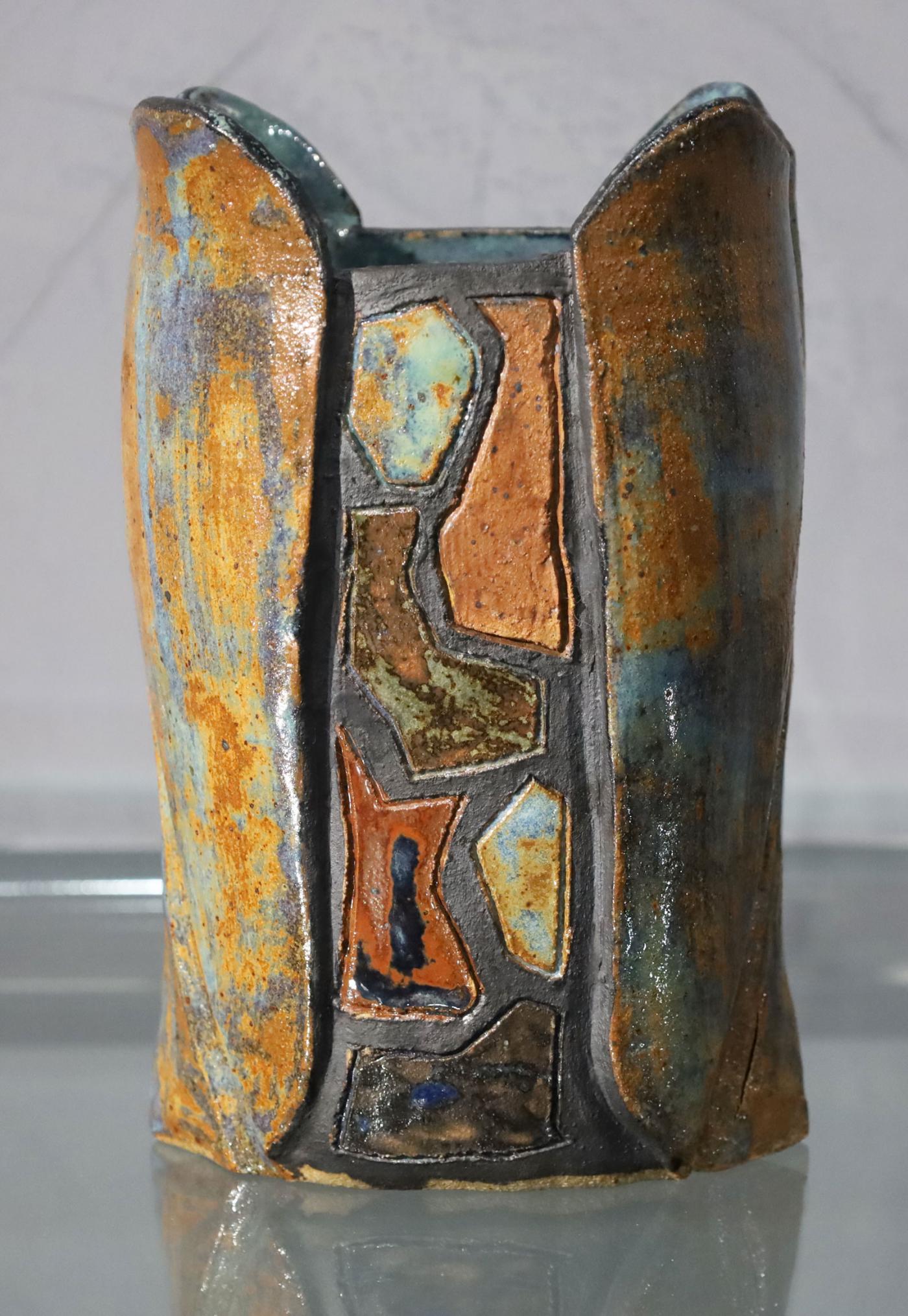 Clyde Burt - Detailed Ceramic Vase, Illegibly Signed, dtd. 2011