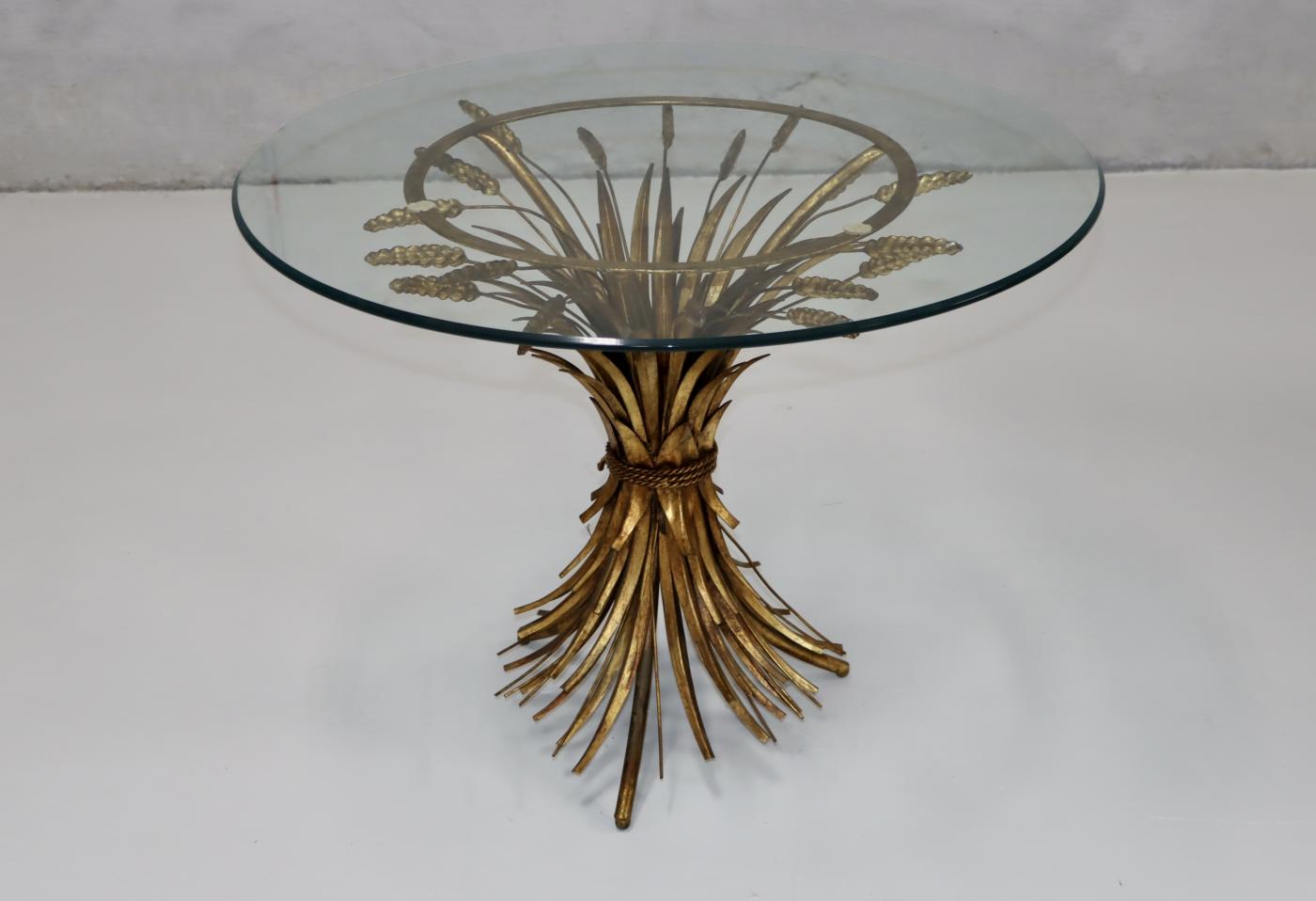 Coco Chanel - 1960's Coco Chanel Style Sheaf of Wheat Gilt Side Table