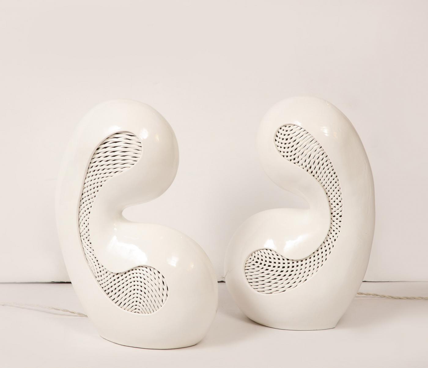 Colleen Carlson - A Pair of Internally Lighted Ceramic Sculptures ...