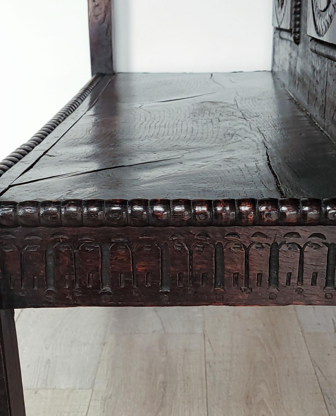 Colonial South American Carved Oak Small Bench, circa 1840