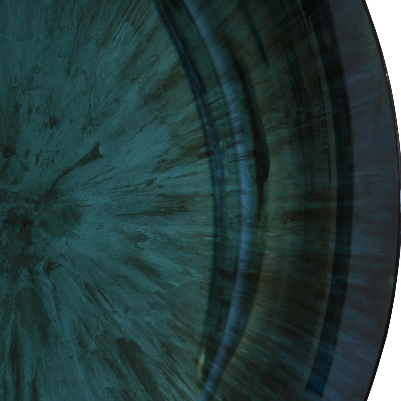 Contemporary Sculptural Concave Blue Glass Mirror. France