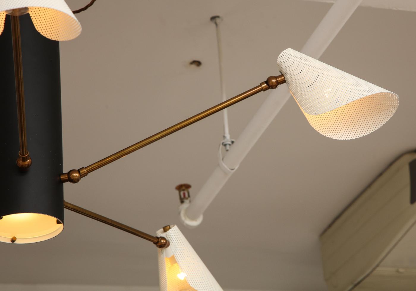 Contemporary Five-Arm Brass, Steel, and Aluminum Flush Mount