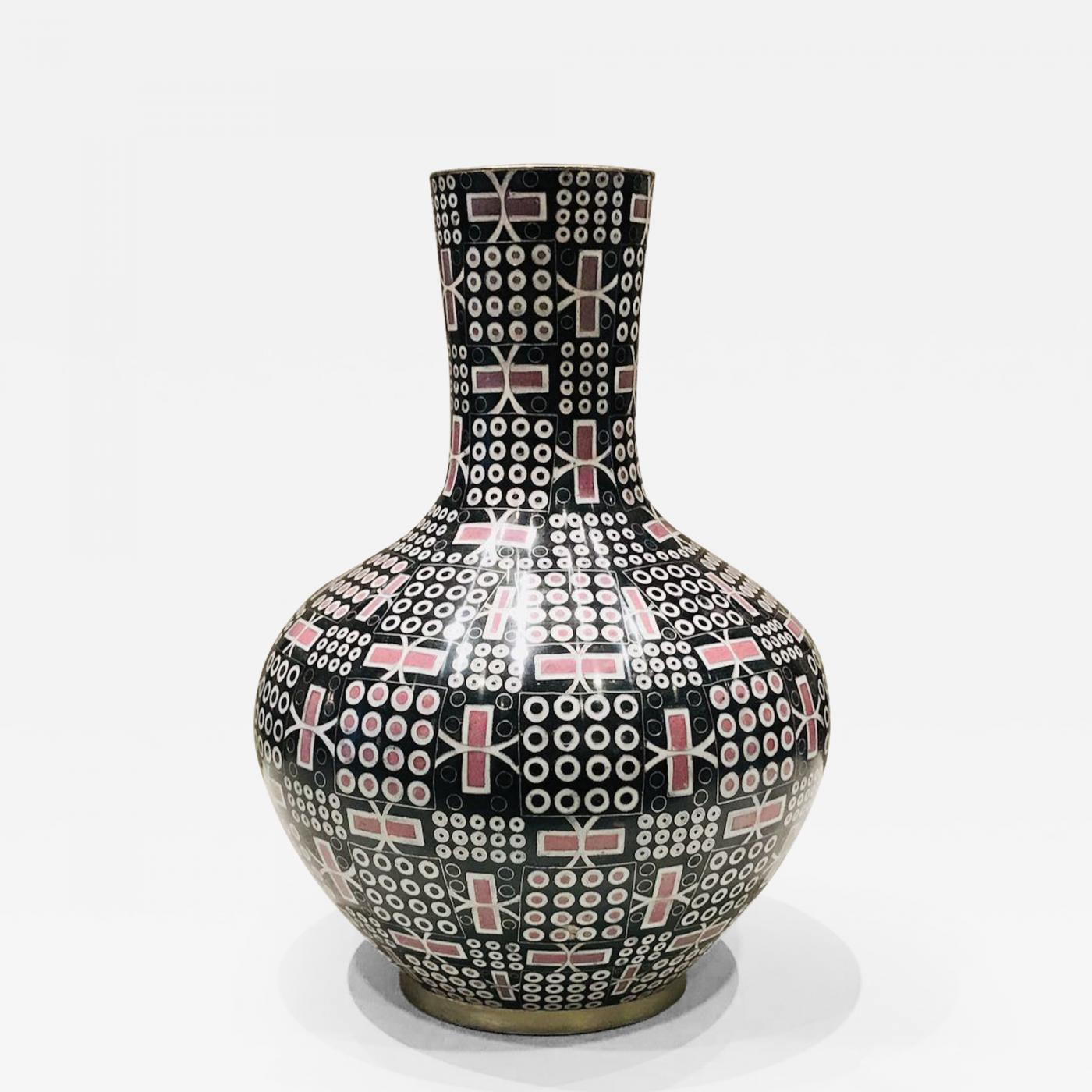 Contemporary Geometric Style Cloisonné Vase