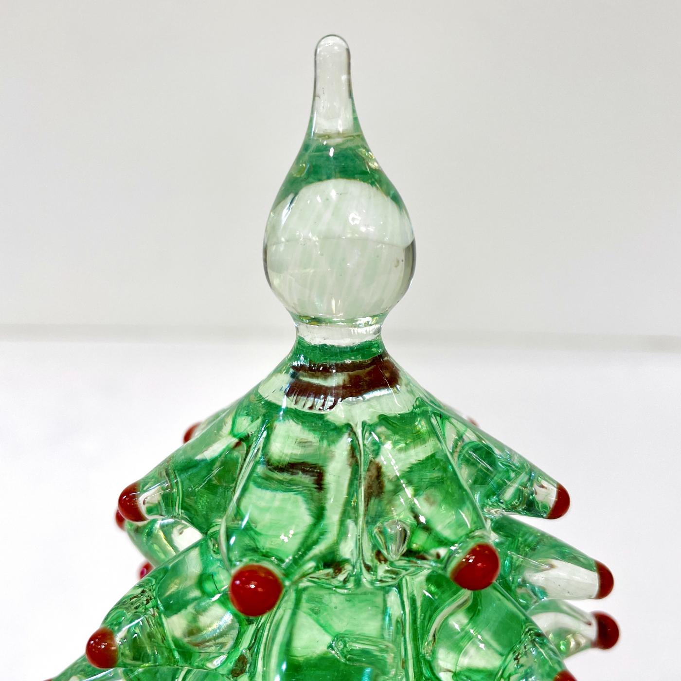 Contemporary Italian Emerald Green Red Murano Glass Christmas Tree ...