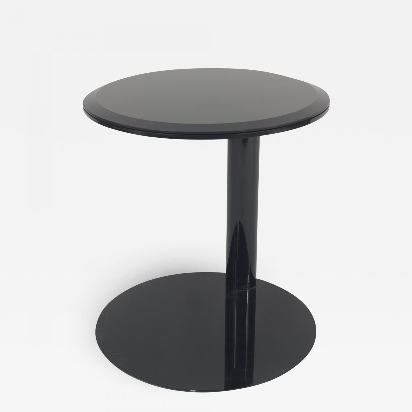 Contemporary Lacquered Glass and Metal End Table