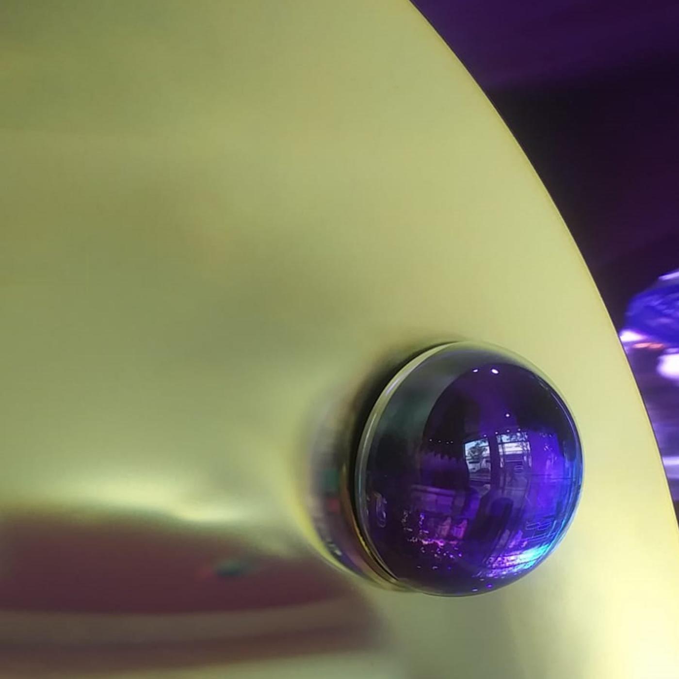 Contemporary Round Concave Mirror in Blue and Yellow Glass made in France