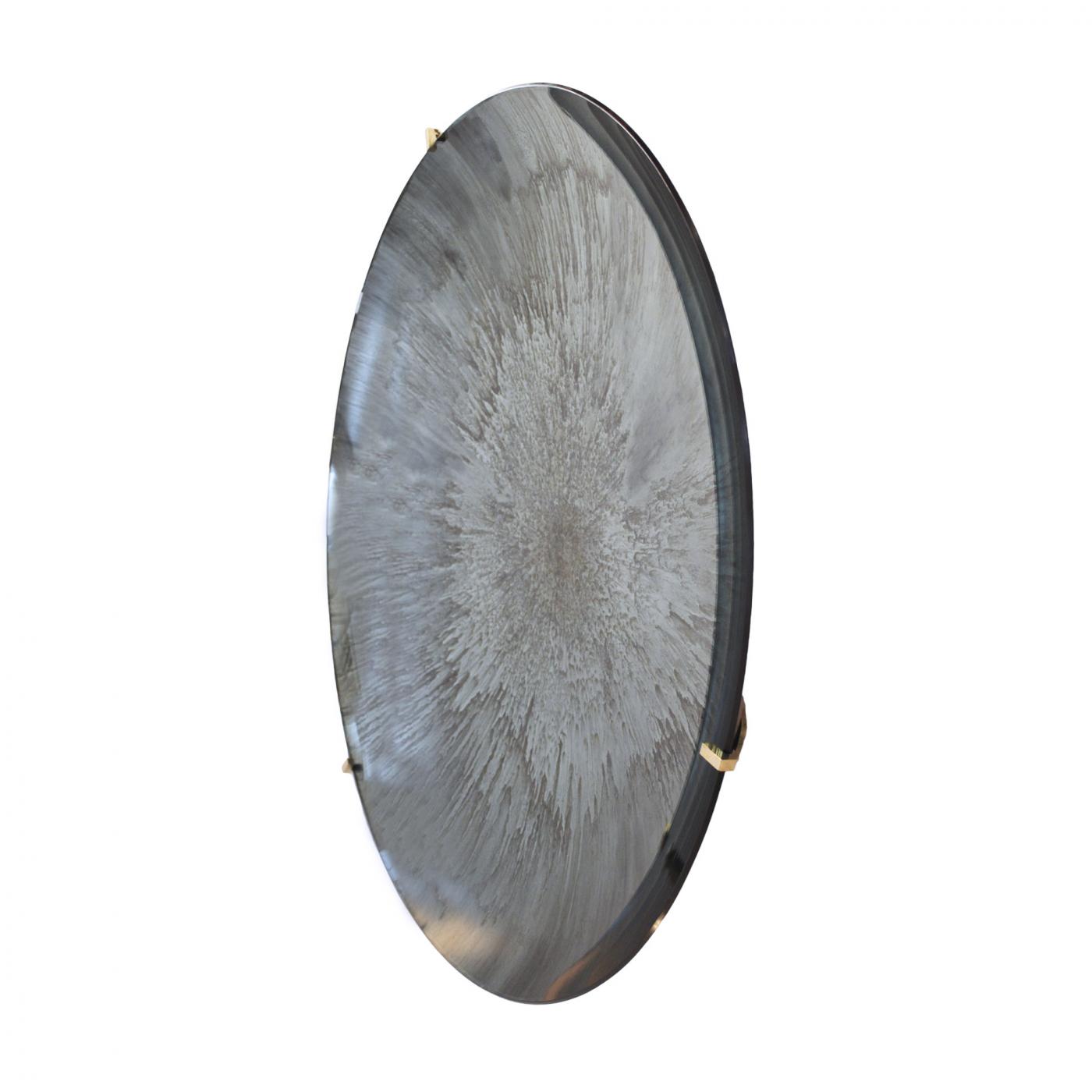 Contemporary Sculptural blue Glass French Concave Mirror