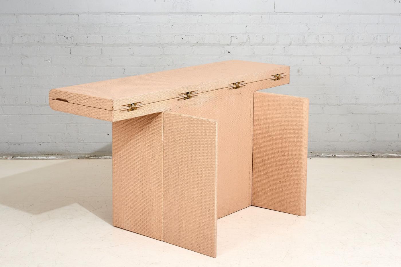 Convertible Grassclosth Console/Dining Table, 1970