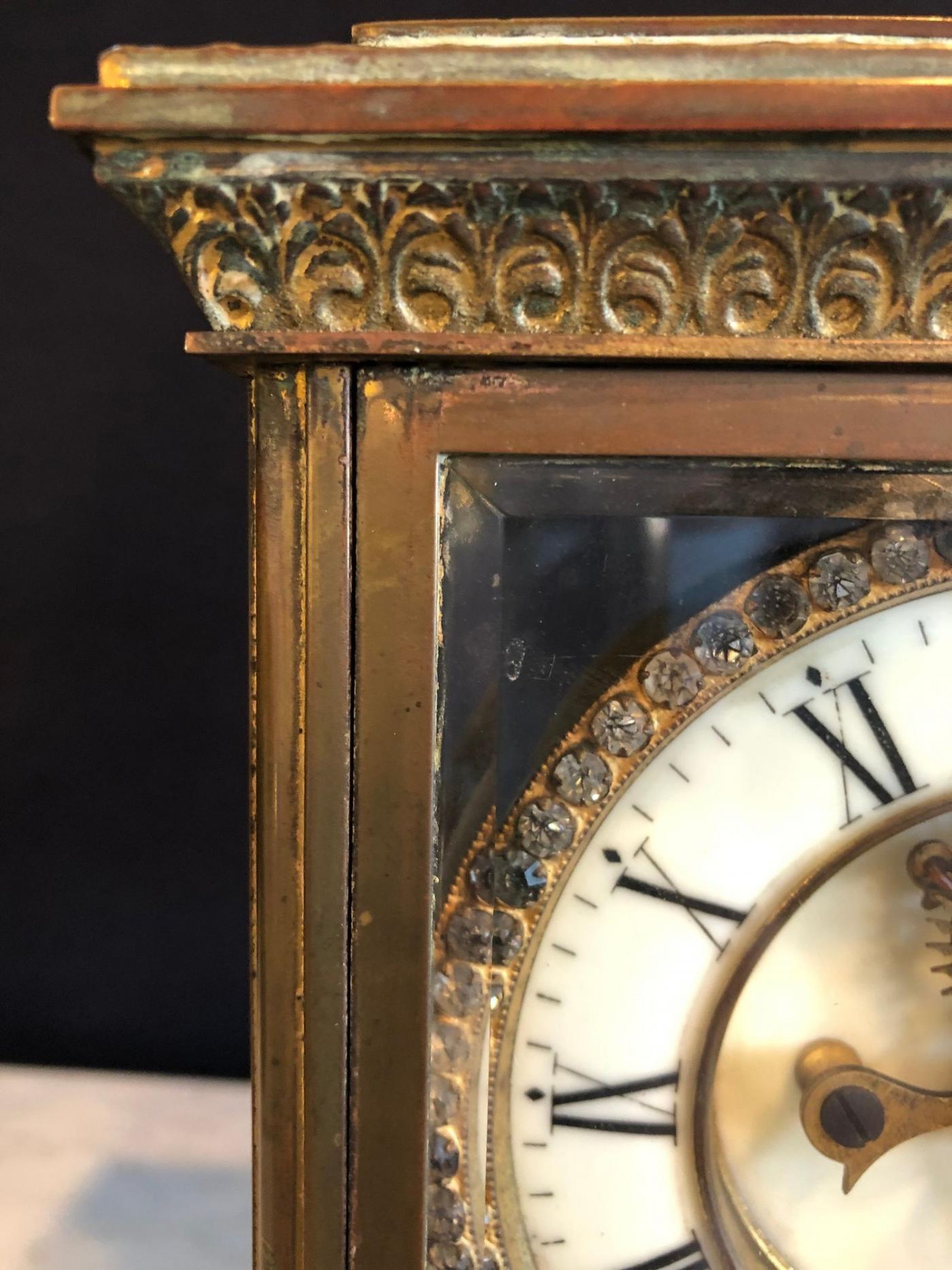 Crystal Face and Pendulum Clock Made by Ansonia Clock of New York