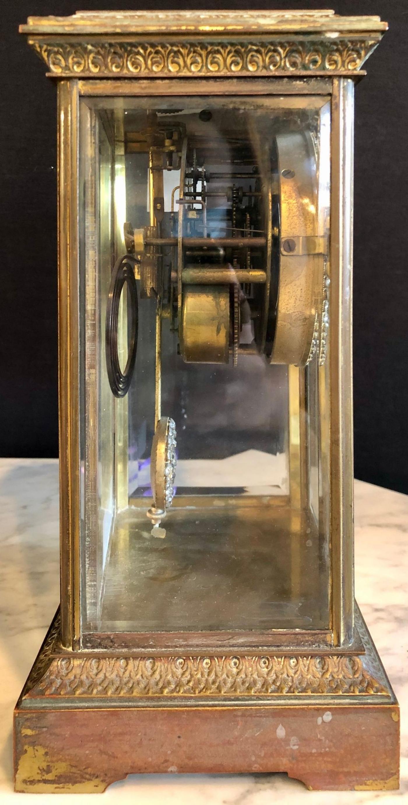 Crystal Face and Pendulum Clock Made by Ansonia Clock of New York