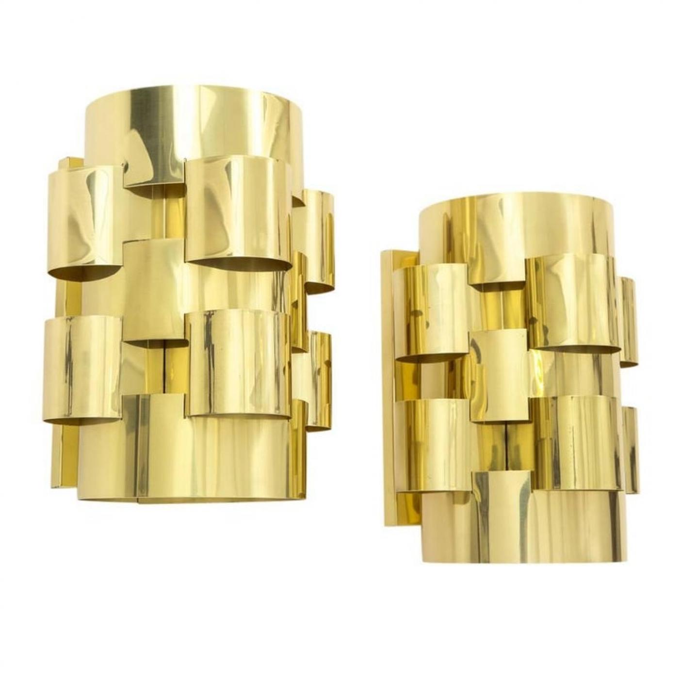 Curtis Jeré - C. Jere Brass Cloud Sconces, Signed