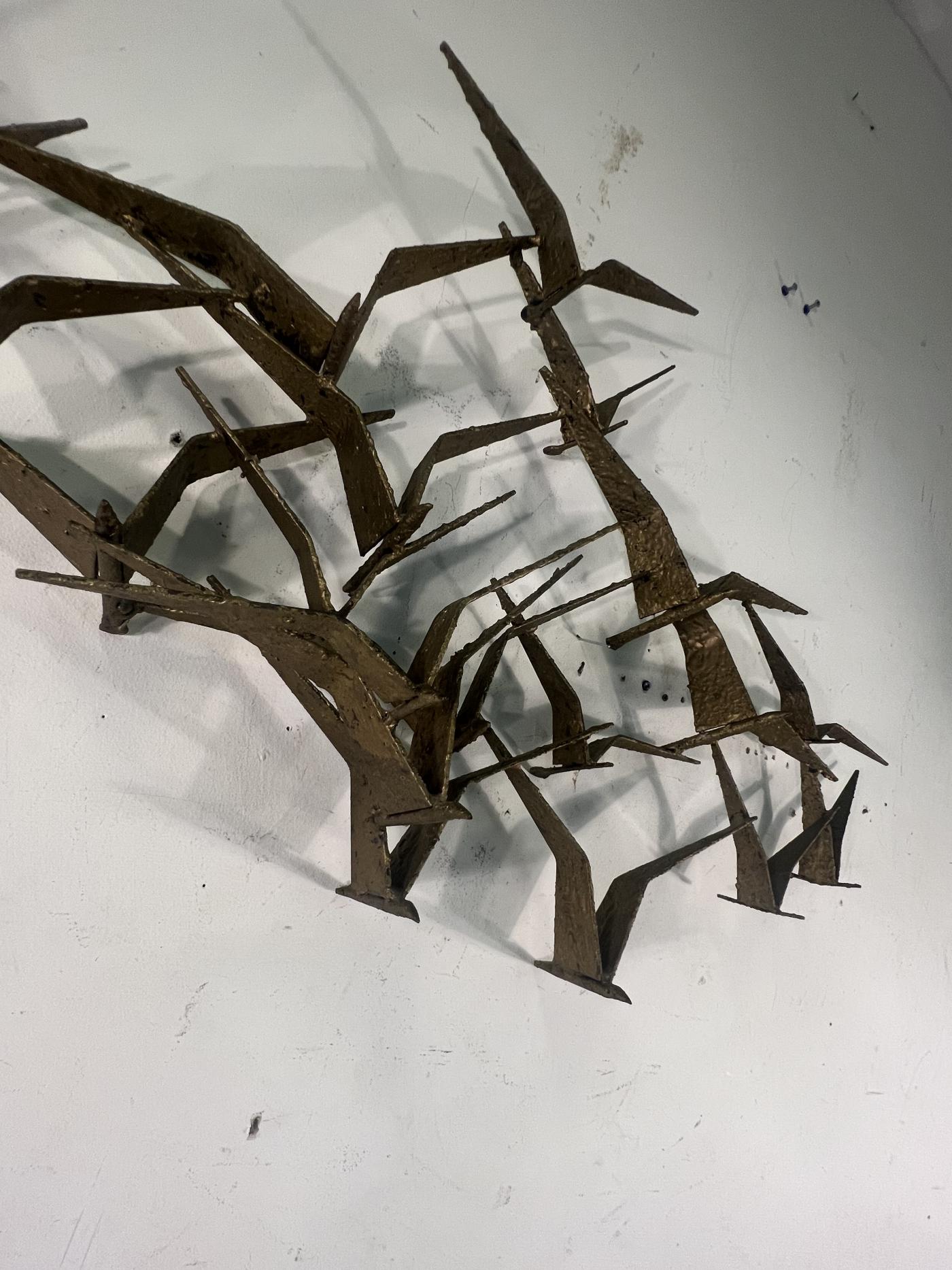 Curtis Jeré - MODERN ABSTRACT METAL FLOCK OF BIRDS WALL SCULPTURE