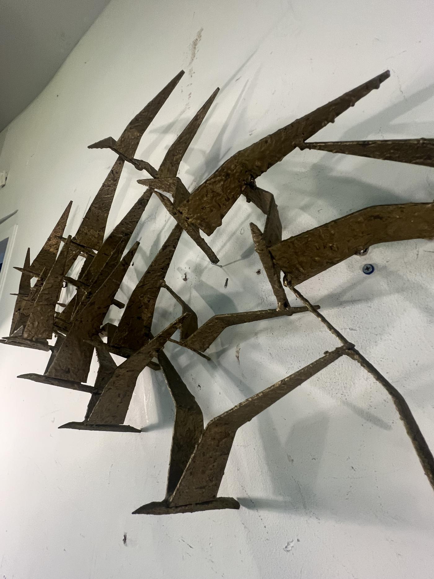 Curtis Jeré - MODERN ABSTRACT METAL FLOCK OF BIRDS WALL SCULPTURE