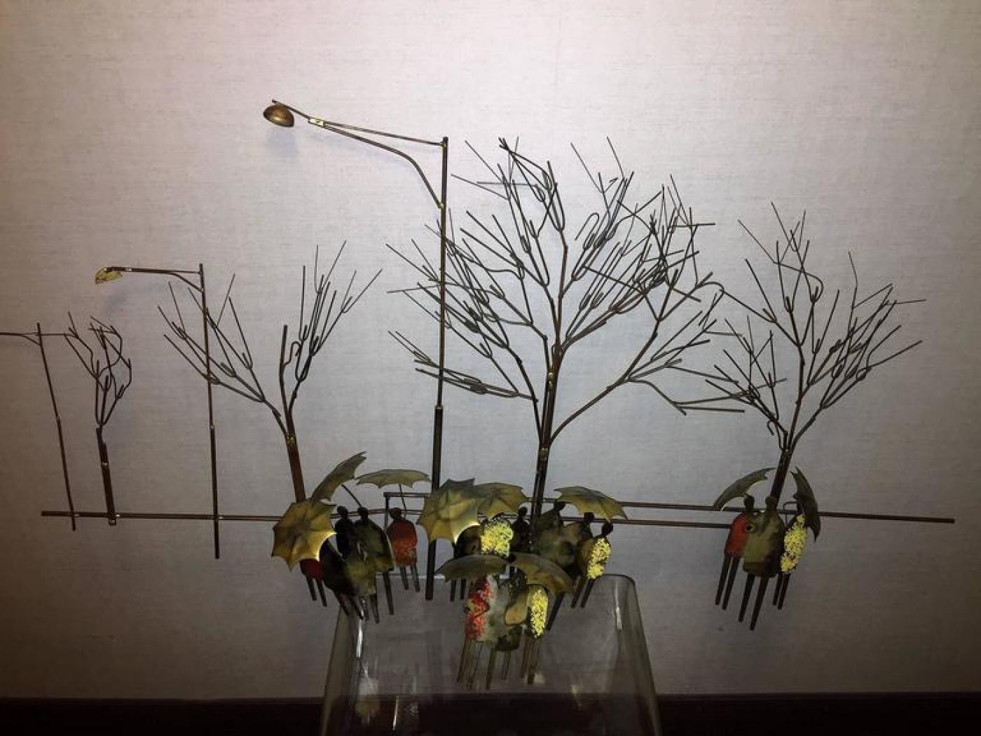 Curtis Jeré Signed Curtis Jere Rainy Day In The Park Wall Sculpture