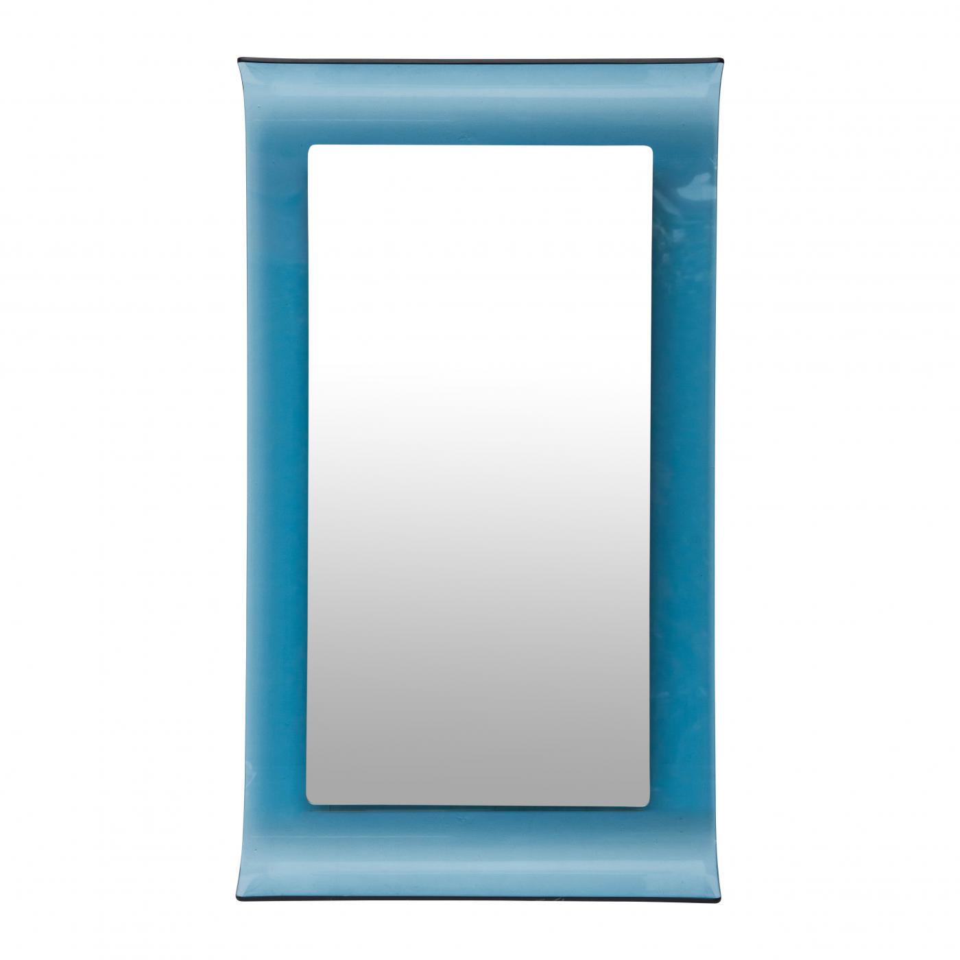 Curved blue crystal glass mirror