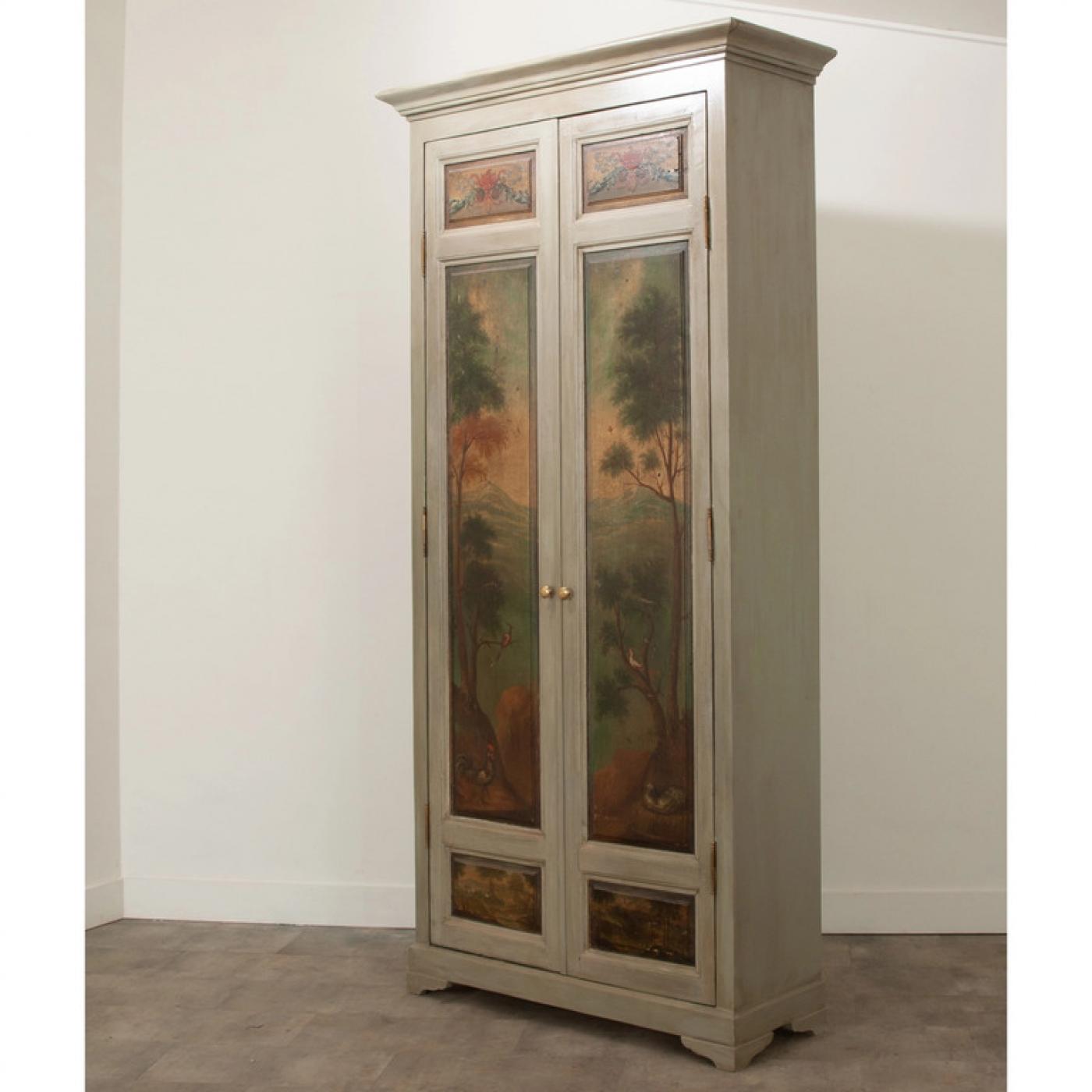 Custom Armoire Made with 19th Century Painted Boiserie Doors