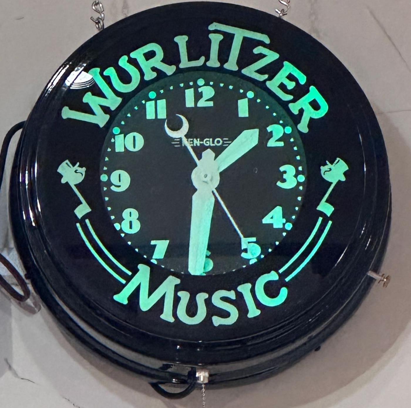 Wurlitzer - Custom Neon Wurlitzer Wall Clock Art Deco