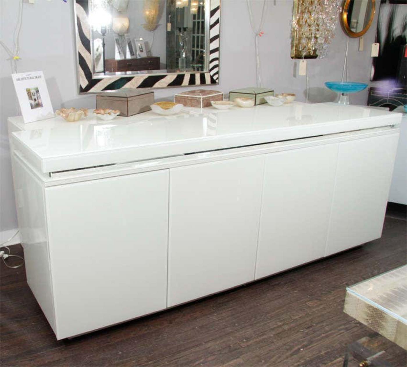 Custom Reverse Painted Glass Sideboard