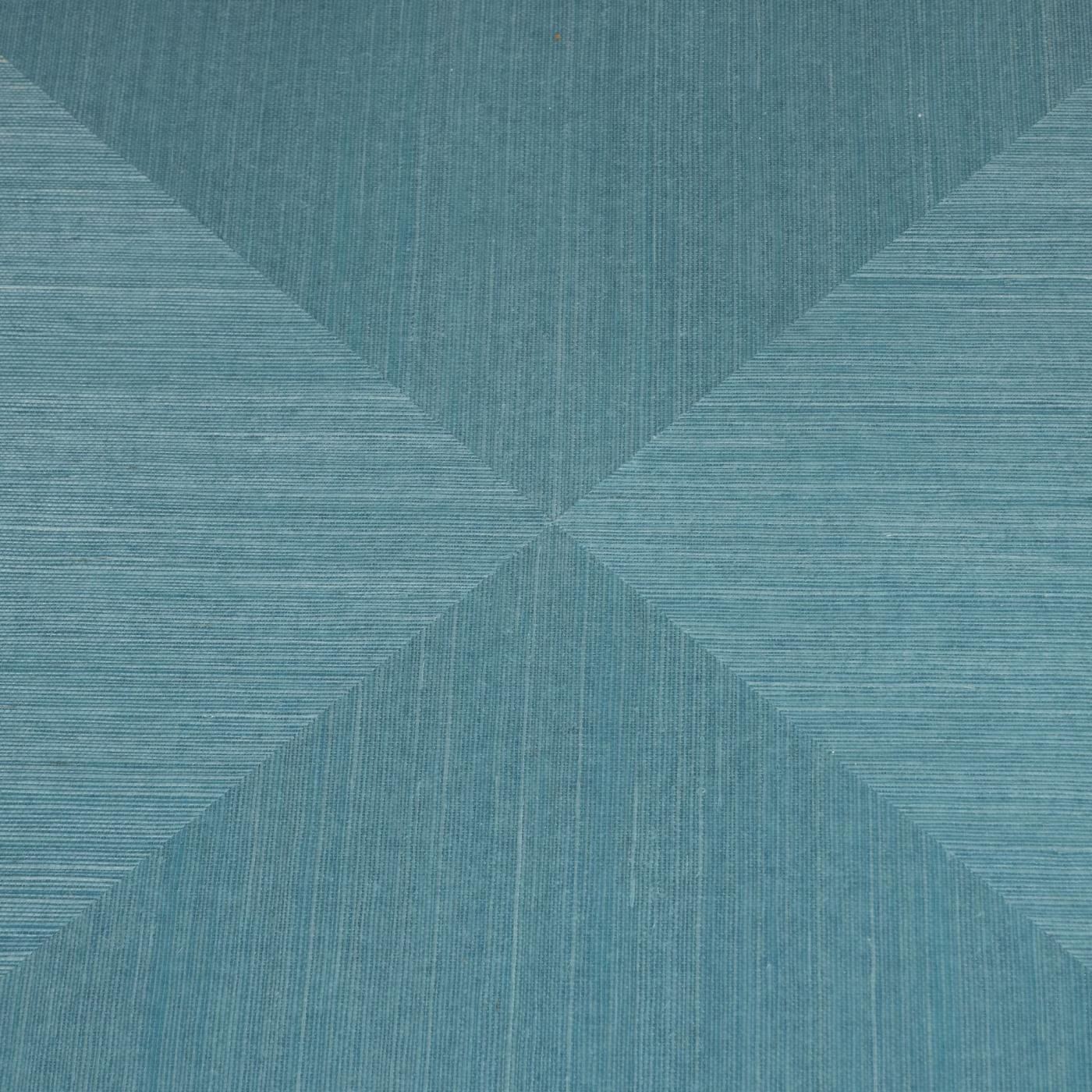 Custom Turquoise Grasscloth-Wrapped Cocktail Table