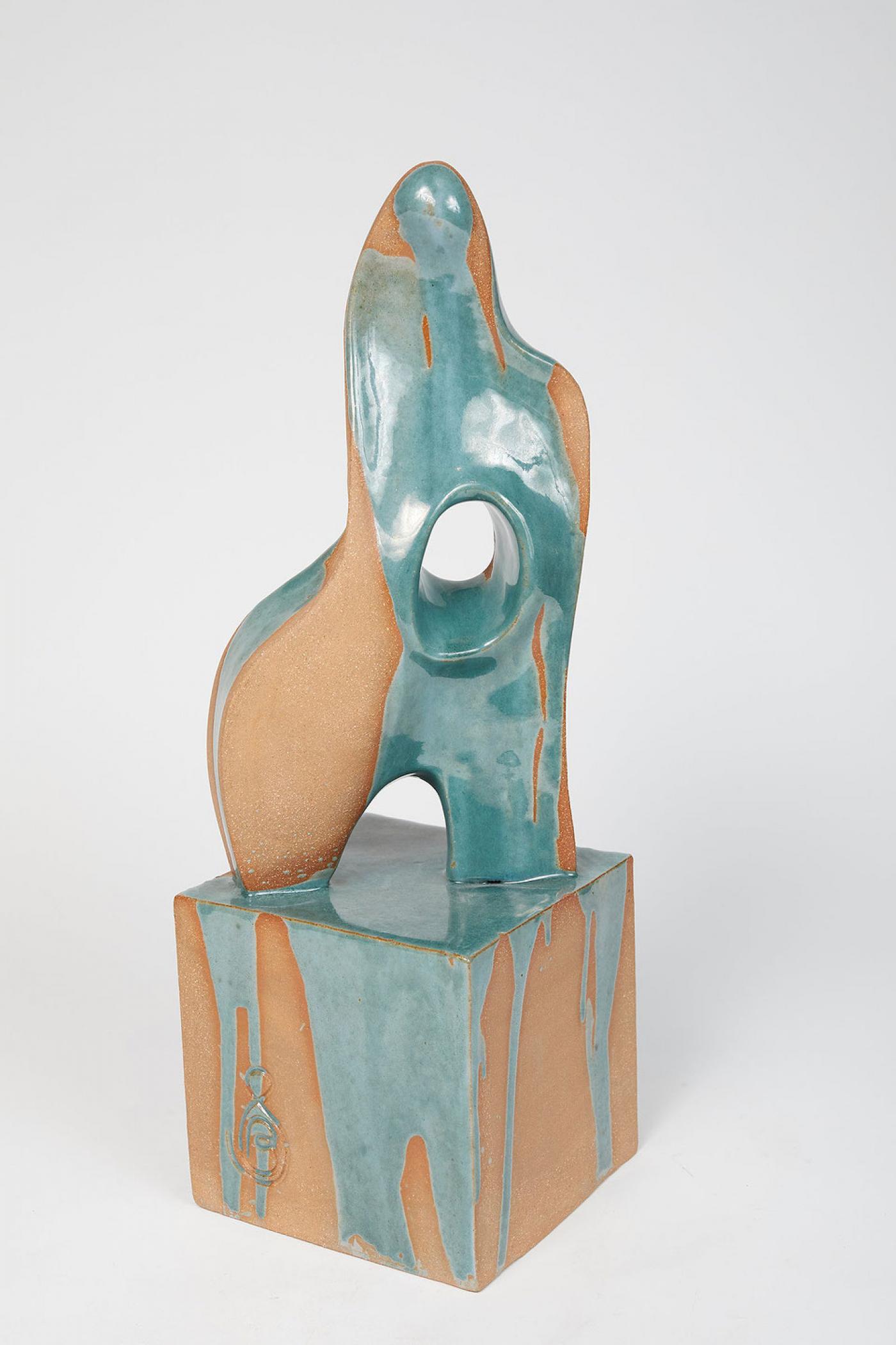 DRIPPING GLAZED CERAMIC ABSTRACT SCULPTURE