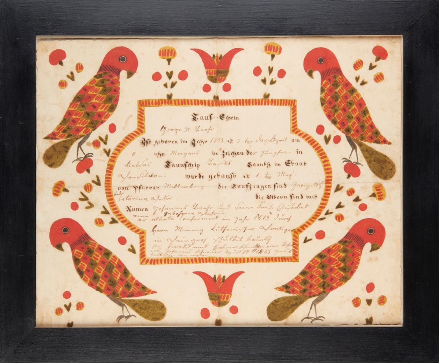 Daniel Otto - Birth and baptismal certificate for George Baehr