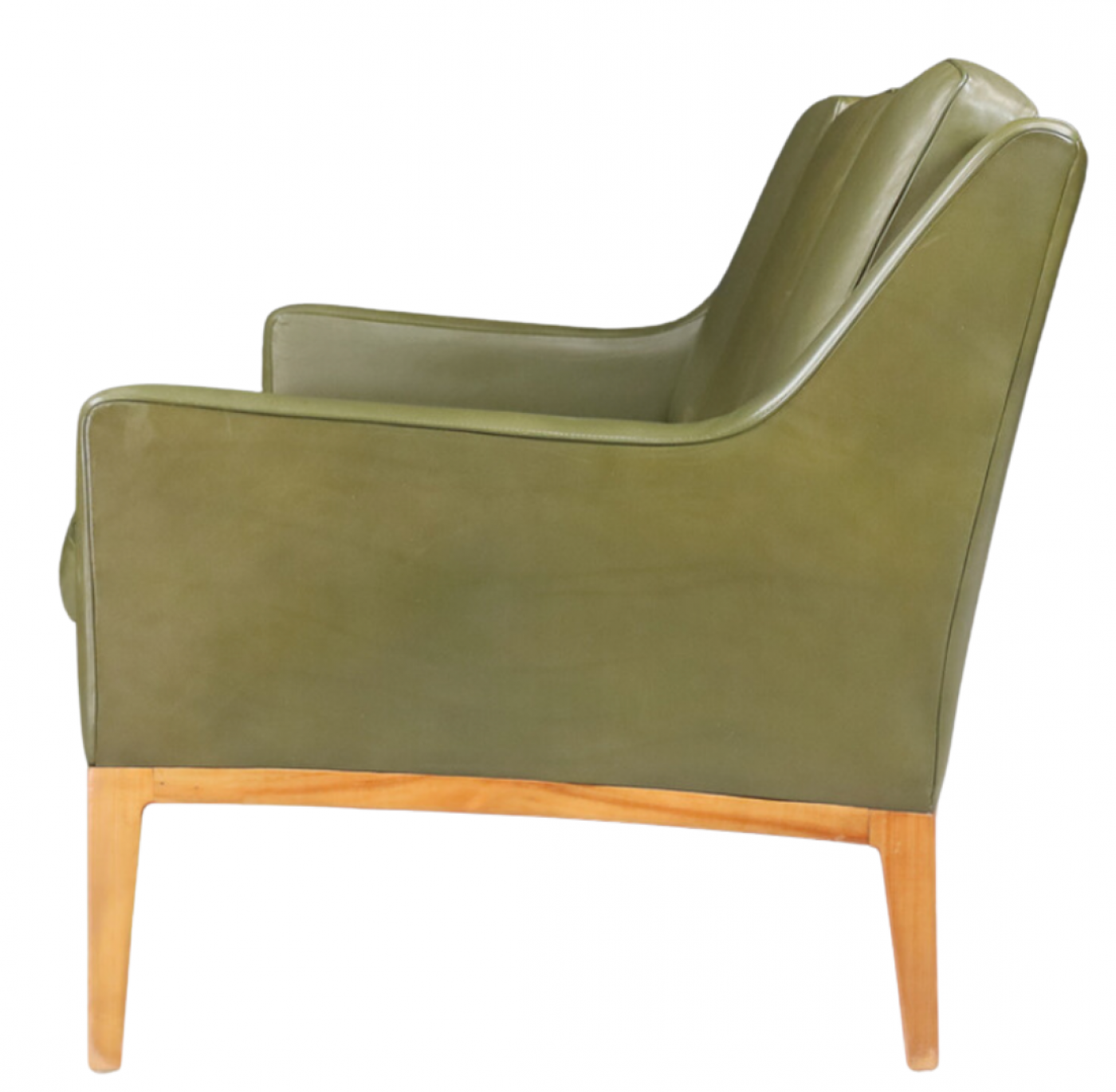 Danish 1970s avocado leather 3-seat sofa